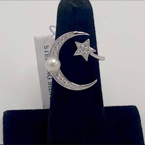 Ava Ro | Jewelry | Ava Ro 925 Silver Moon Star Cz Pearl Ring | Poshmark